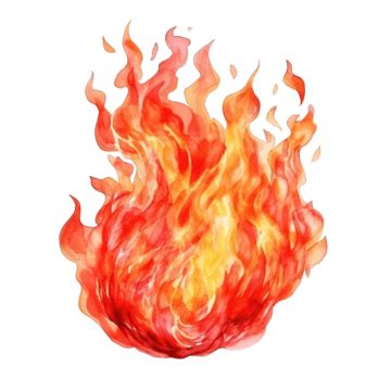 Watercolor Painted Blazing Red Flame Fire Fireball Illustration Clipart