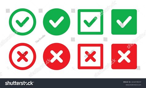 Right Wrong Icon Set Green Checkmark Stock Vector Royalty Free