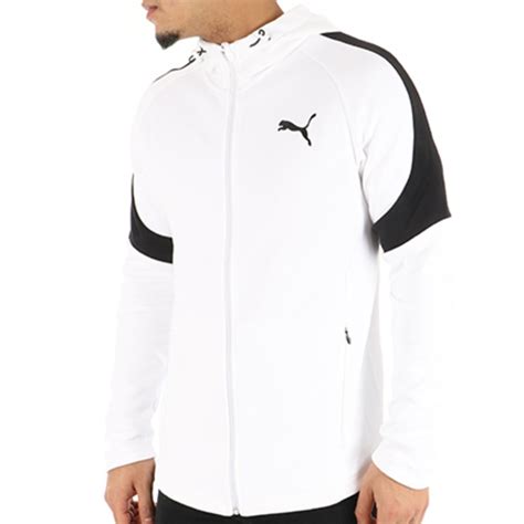 Puma Sweat Zippé Capuche Evostripe Moze FZ Blanc LaBoutiqueOfficielle