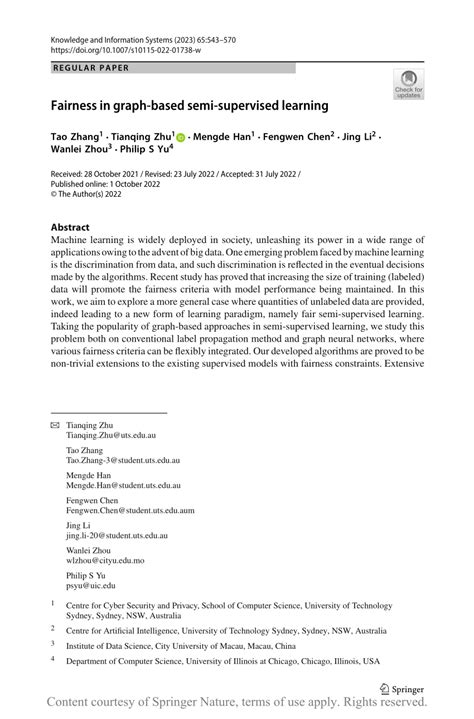 Pdf Fairness In Graph Based Semi Supervised Learning