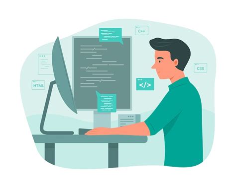 Premium Vector Programmer Man Process Coding For Software Development Concept Illustration