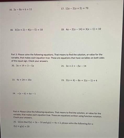 Solved Part 1 Please Solve The Following Equations That Chegg