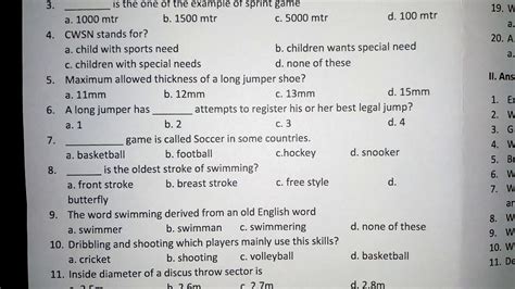 Physical Education Class 11 Sample Paper With Answers Capitaljza
