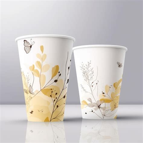 Premium Ai Image Minimalistic Springthemed Paper Cup Design