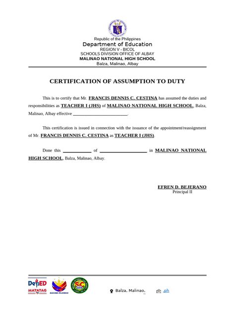 Assumtion To Duty Pdf