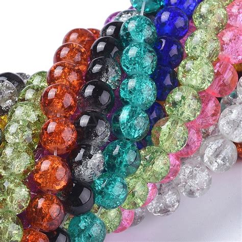 Round Crackle Glass Beads