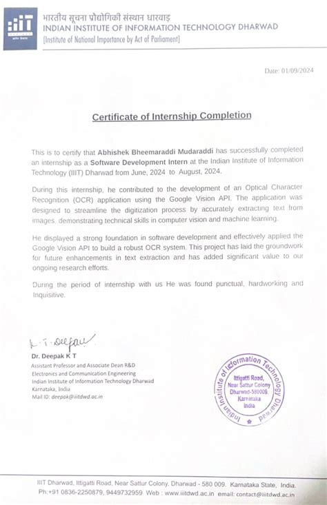 Abhishek Mudaraddi On Linkedin Softwaredevelopment Internship Ocr