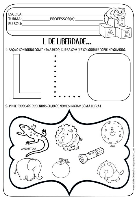 Atividade Da Letra L Para Educação Infantil Revoeduca