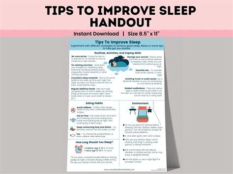 Tips To Improve Sleep Hygiene Printable Therapy Poster Sleep Etsy