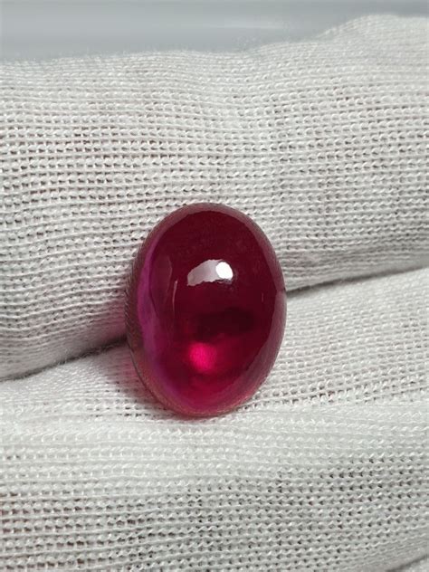 Natural Synthetic Bright Red Ruby Oval Shape Cabochon Loose Gemstone 10 15 Carat Diamond