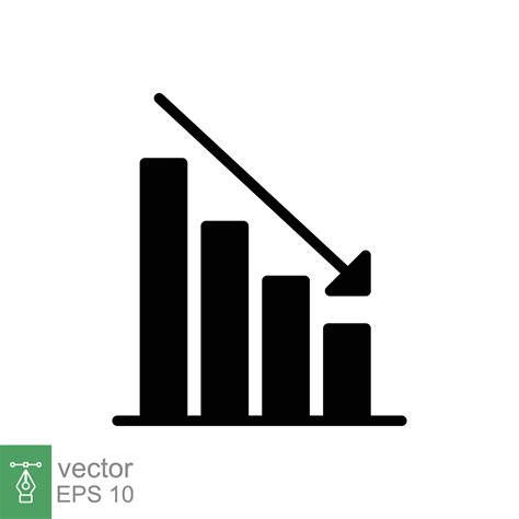 Graph Down Reduce Progress Glyph Icon Simple Solid Style Efficiency Decrease Graphic Finance