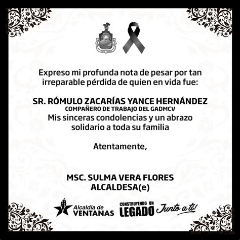 Nota De Condolencias Gobierno Autónomo Descentralizado