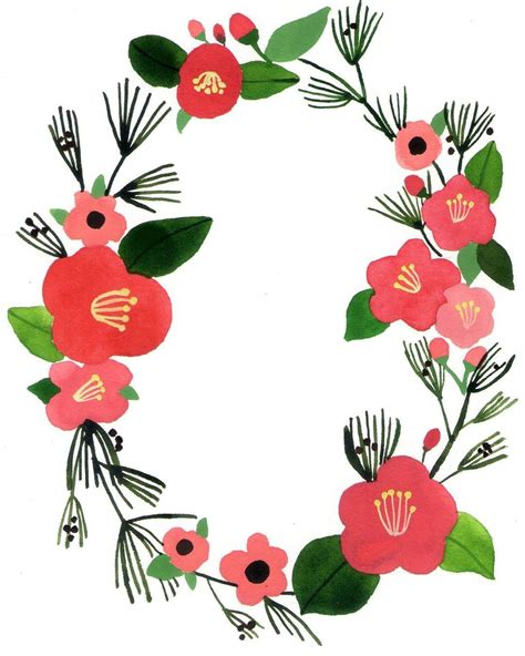 동백꽃 리스 Camelia Wreath 겨울에 피어나는 예쁜 꽃 윤기나는 잎사귀도 매력적인 쥬일러스트 그림