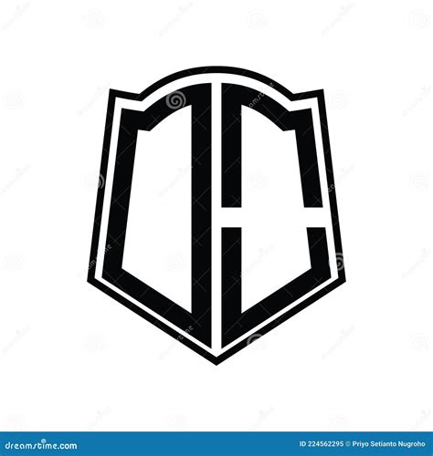 Logo Monogram With Shield Shape Outline Design Template Stock Vector