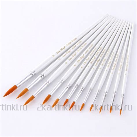 Набор круглых нейлоновых кистей для рисования «Две картинки 12 шт белые кисть и мастихин