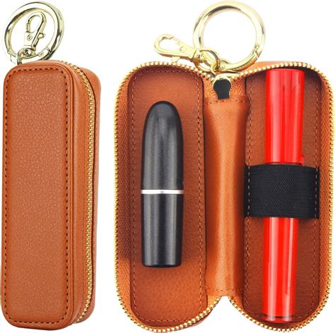 Bocasal Leather Lipstick Case Holder Chapstick Keychain