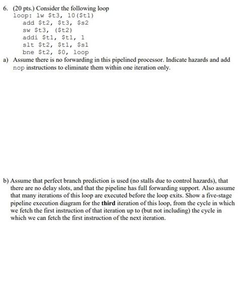 solved 6 20 pts consider the following loop loop lw
