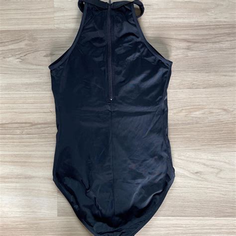 Balera Black Ballet Leotard With Mock Neck Zip Up Depop