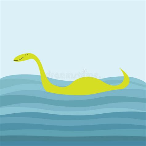 Loch Ness Monster Cartoon Illustration Stock Illustration