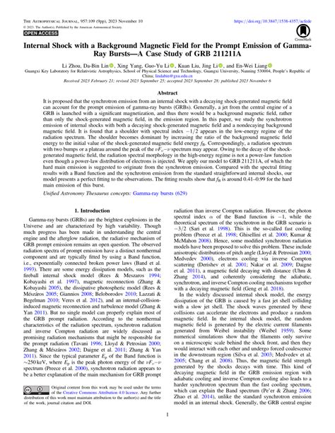 Pdf Internal Shock With A Background Magnetic Field For The Prompt Pdf Internal Shock With A Background Magnetic Field For The Prompt