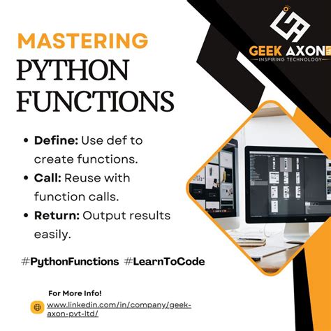 Geek Axon Pvt Ltd On Linkedin Pythonfunctions Learntocode
