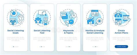 Social Media Tracking Blue Onboarding Mobile App Screen Stock Vector Illustration Of