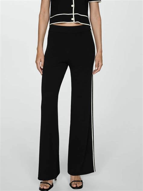 Buy Mango Women Side Striped Flared High Rise Trousers Trousers For