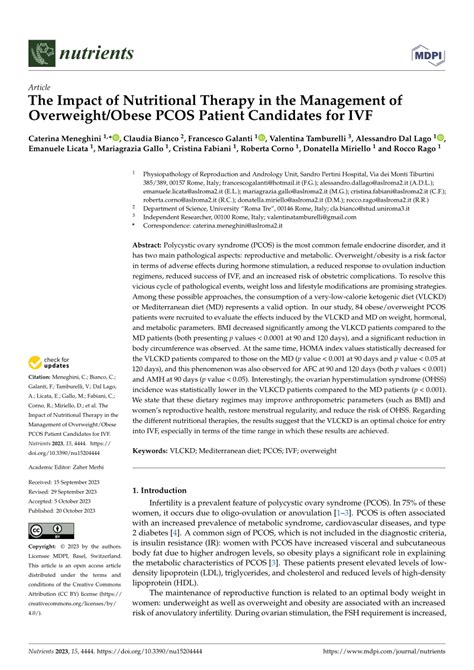 Pdf The Impact Of Nutritional Therapy In The Management Of Overweight