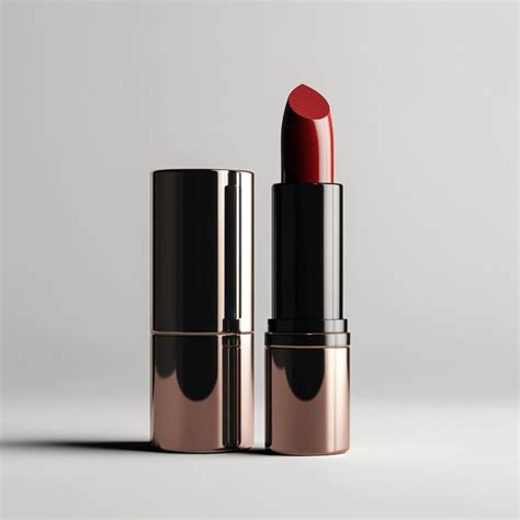 Classic Red Lipstick With Gold Accents Premium Ai Generated Image