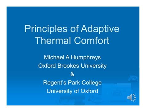 Adaptive Thermal Comfort Slide Pdf