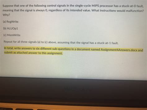 solved suppose that one of the following control signals in