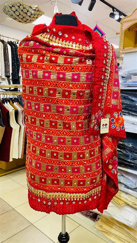 Phulkari Dupatta Womens Phulkari Dupatta Scarf Multicolour Phulkari