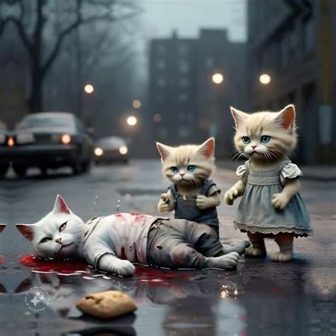 Father Cat Dies While Feeding Kittens 😭😭 Meow Cat Sad Story Cat