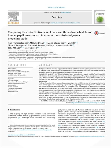 Pdf Comparing The Cost Effectiveness Of Two And Three Dose Schedules