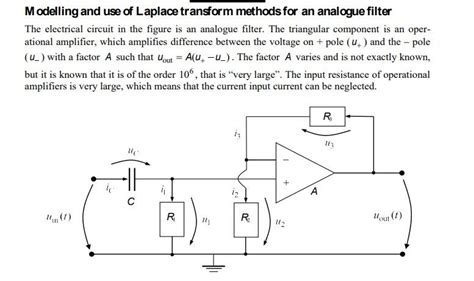 Solved Modelling And Use Of Laplace Transform Methods For An