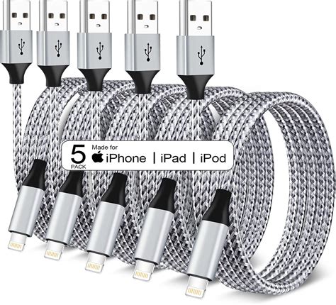 5 Pack 10ft Iphone Charger Fast Charging Cord Xuduo Lightning To