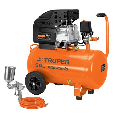 Kit De Compresor Manguera Y Pistola Para Pintar TRUPER 50 L Mod COMP