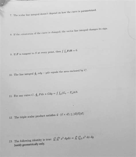solved multi variable calculus true or false questions