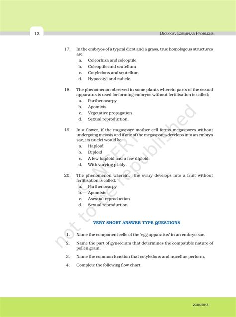 Ncert Exemplar Book For Class 12 Biology Chapter 2 Sexual Reproduction
