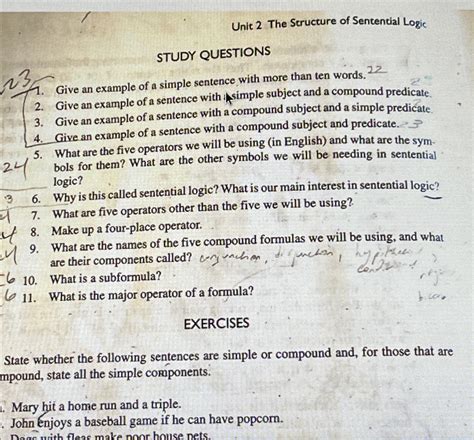 Solved Unit The Structure Of Sentential Logicstudy Chegg