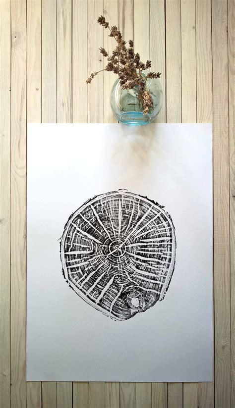 Tree Ring Print Original Handmade Print Of Birch Gift For Th Birthday Etsy