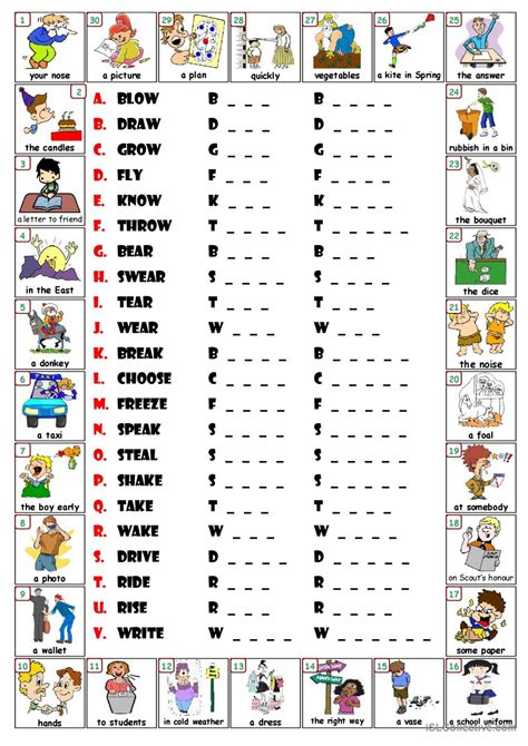 Irregular Verbs Fill In Missing Le English ESL Worksheets Pdf Doc