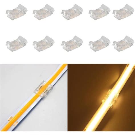 Lot De 10 Connecteurs De Bande Led Cob À 2 Broches Pour Bande Lumineuse