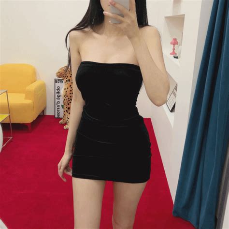 1709 캡내장 리니 튜브탑 미니원피스 벨벳원피스 파티룩 불금룩 섹시원피스 에이블리