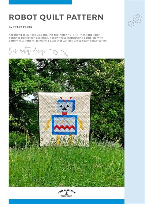 Robot Quilt Pattern Etsy