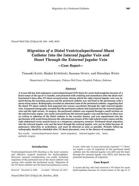 Pdf Migration Of A Distal Ventriculoperitoneal Shunt Catheter Into