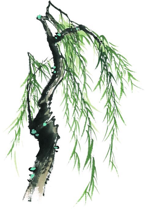 水墨柳树