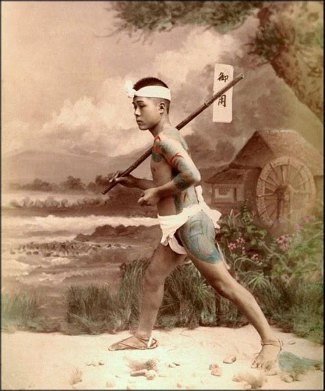 江戸時代後期の日本にいた全身刺青の飛脚たちのカラー写真いろいろ Japanese Tattoo Japan Tattoo