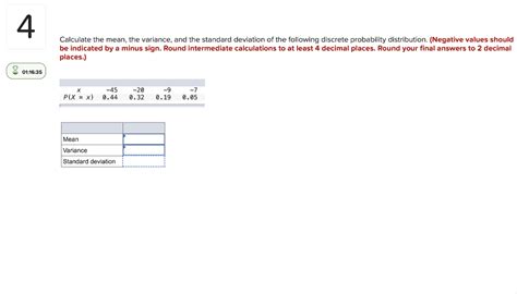 Solved Calculate The Mean The Variance And The Standard Chegg