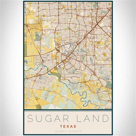 Sugar Land Texas Map Print In Woodblock — Jace Maps